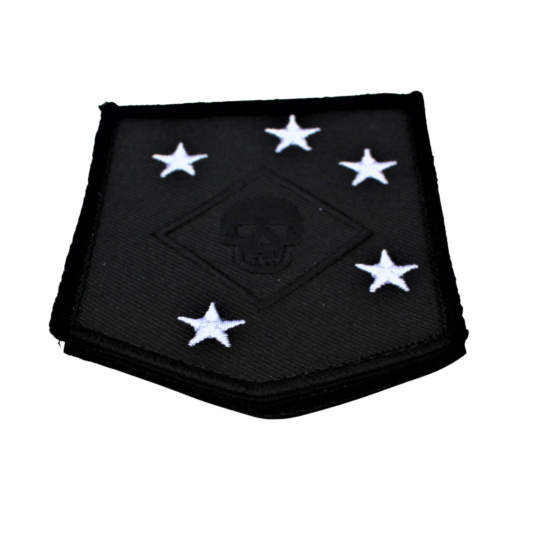 Raider Shield Shadow Patch - Black and White Embroidery - 3" X 2 ...